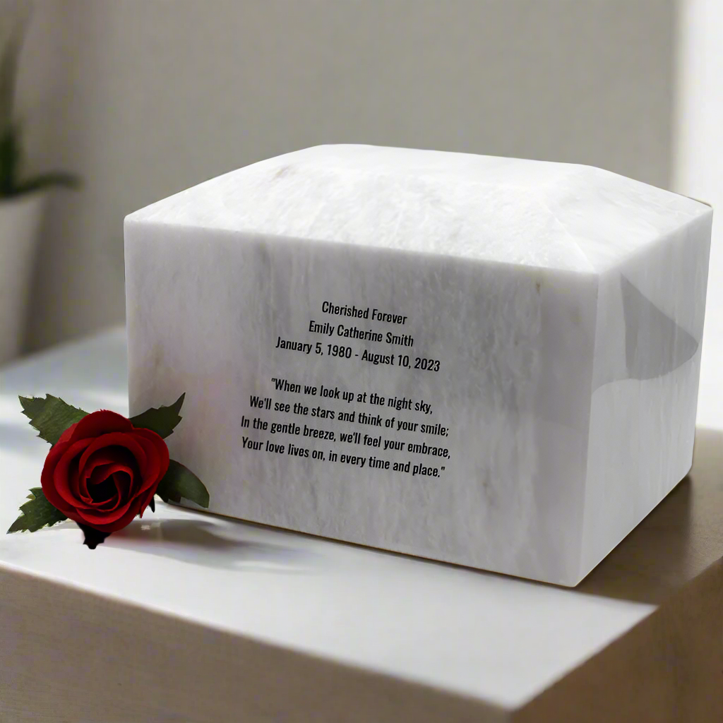 Marble Urn | Tibet White Marble– Casket Depot Vancouver