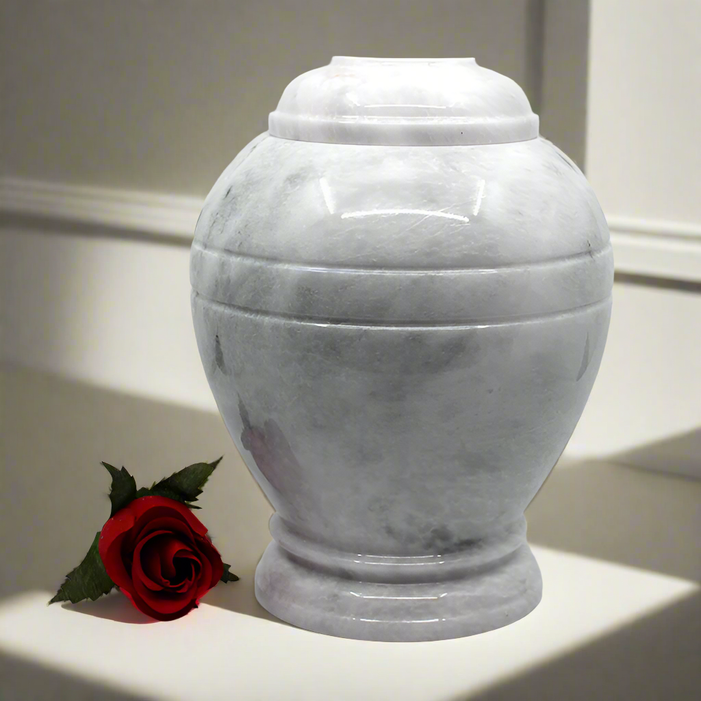 Plinthe Marble Urn | Pearl White– Casket Depot Vancouver