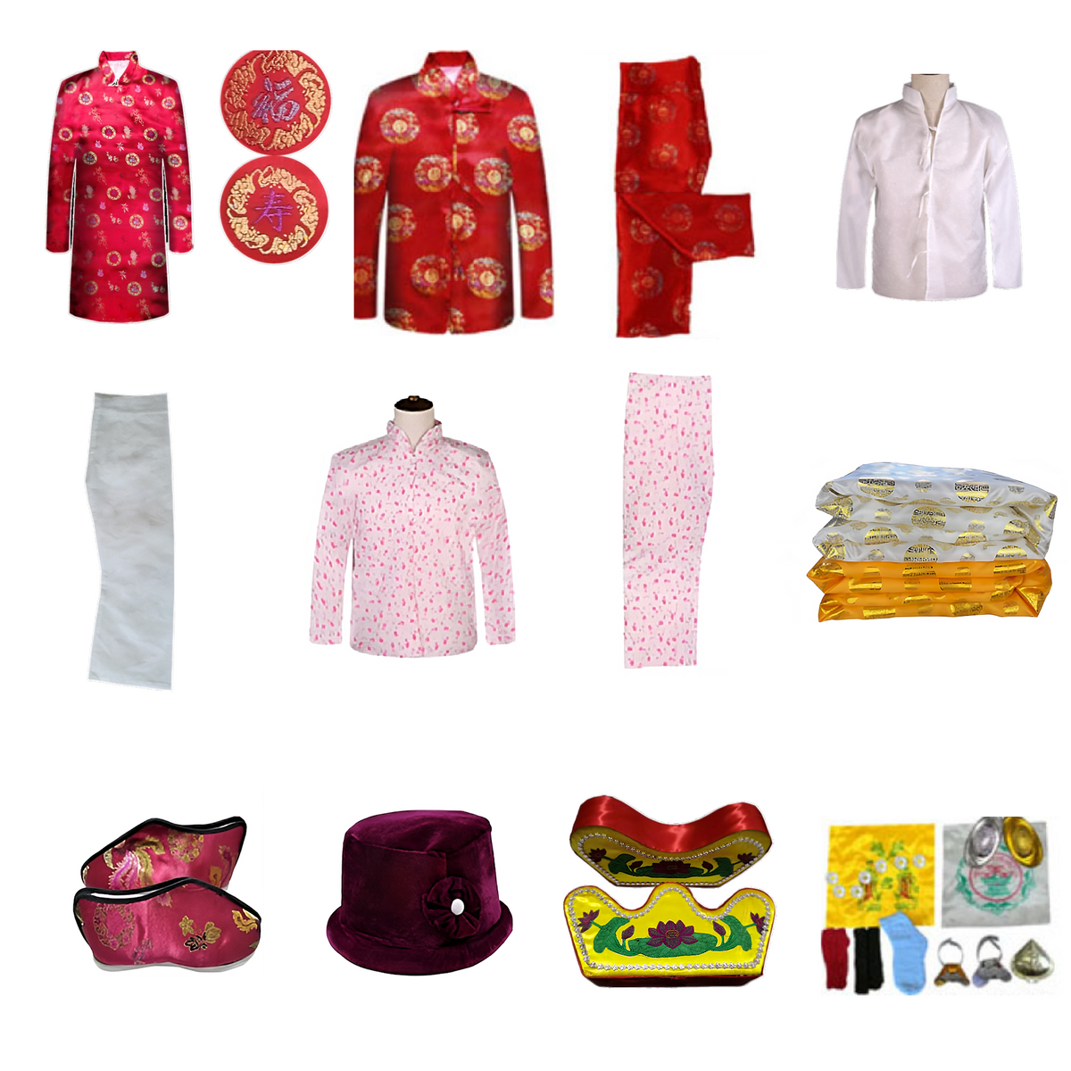 Women's Traditional Chinese Burial Shrouds Ensemble (寿衣) - Red– Casket ...